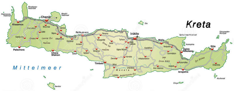 Crete Villas For Rent | crete-map-distance